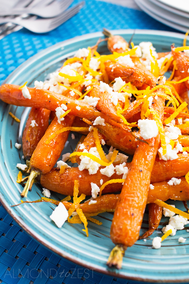 Orange Roasted Baby Carrots with Feta